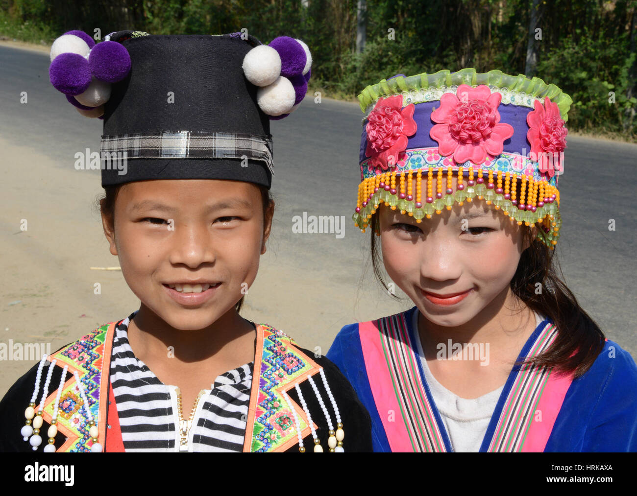 Children of the Hmong tribe in Laos in traditional costume Stock Photo ...