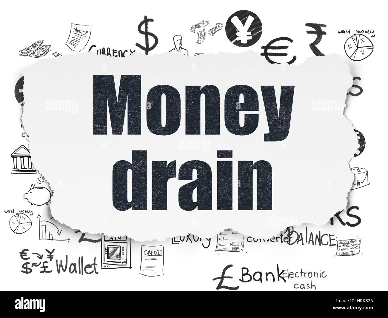 Money concept: Money Drain on Torn Paper background Stock Photo - Alamy