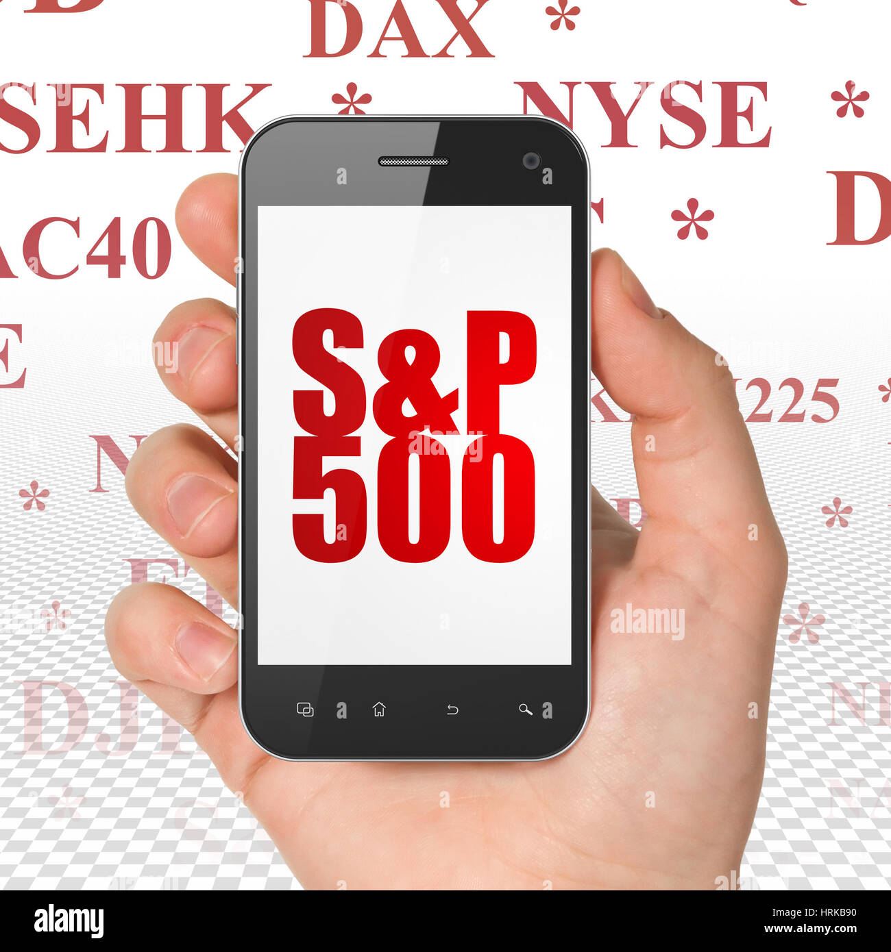 Stock market indexes concept: Hand Holding Smartphone with S&P 500 on ...