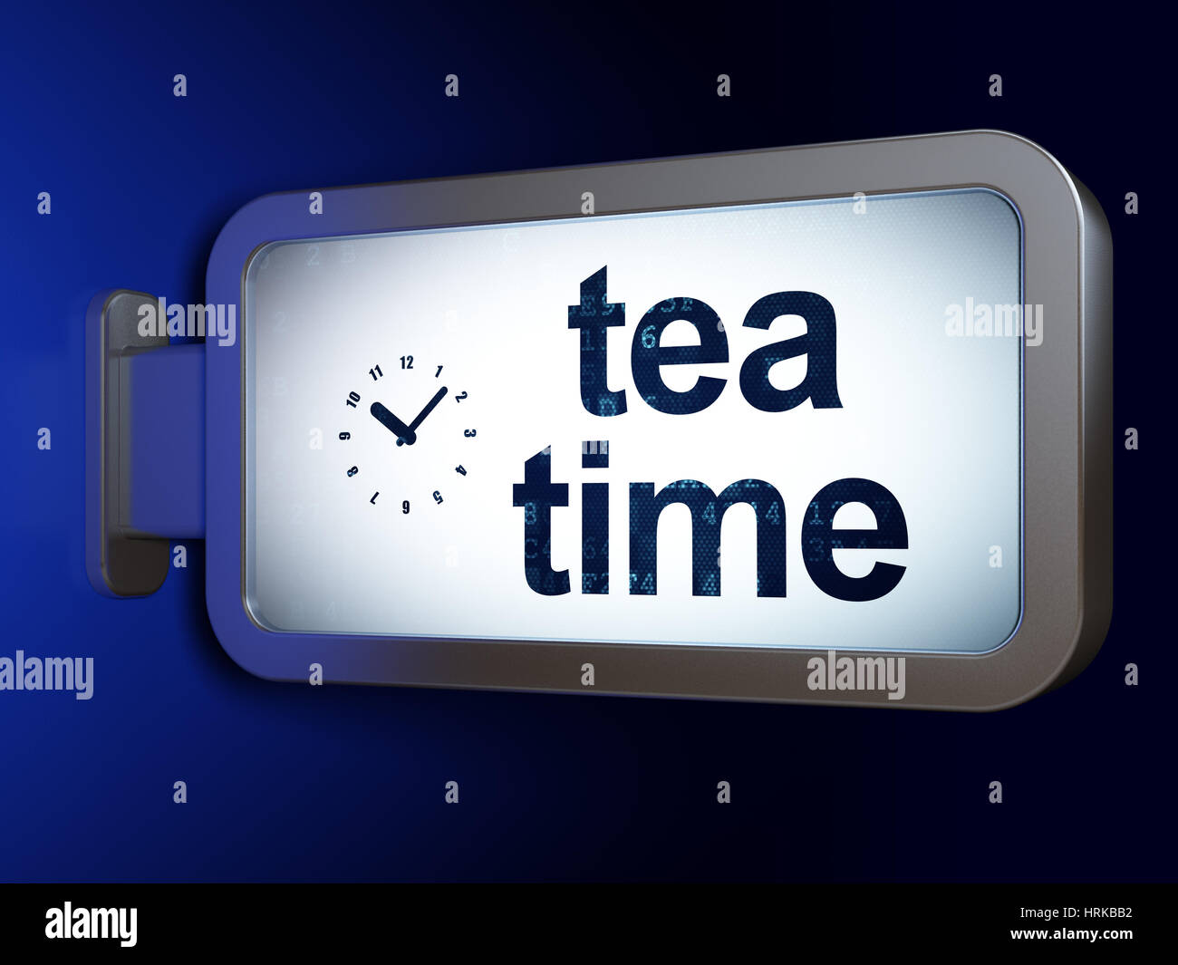 Timeline concept: Tea Time and Clock on billboard background Stock ...