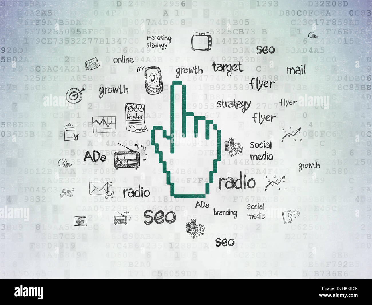 Advertising concept: Mouse Cursor on Digital Data Paper background Stock Photo - Alamy