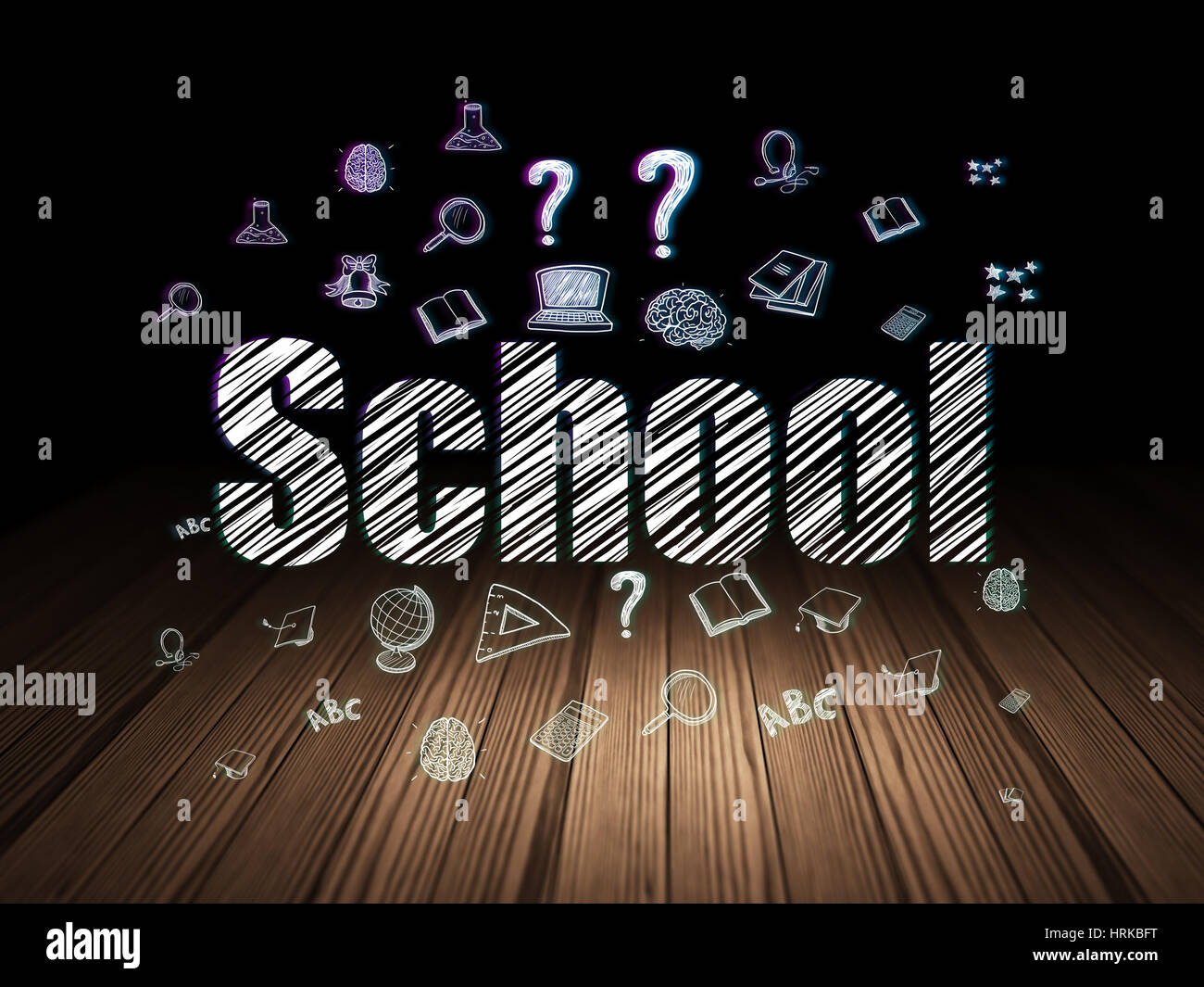 Education concept: School in grunge dark room Stock Photo - Alamy