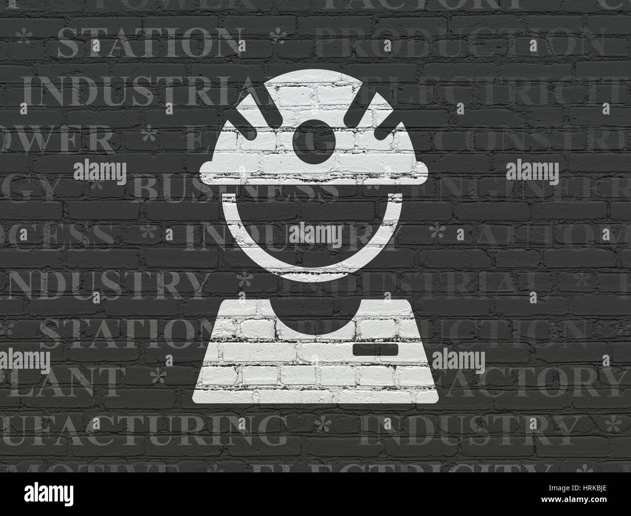 Industry concept: Factory Worker on wall background Stock Photo - Alamy