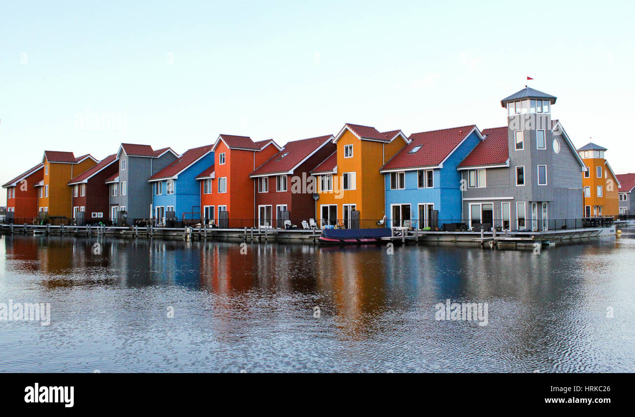 Colorful houses reitdiephaven harbor hi-res stock photography and ...
