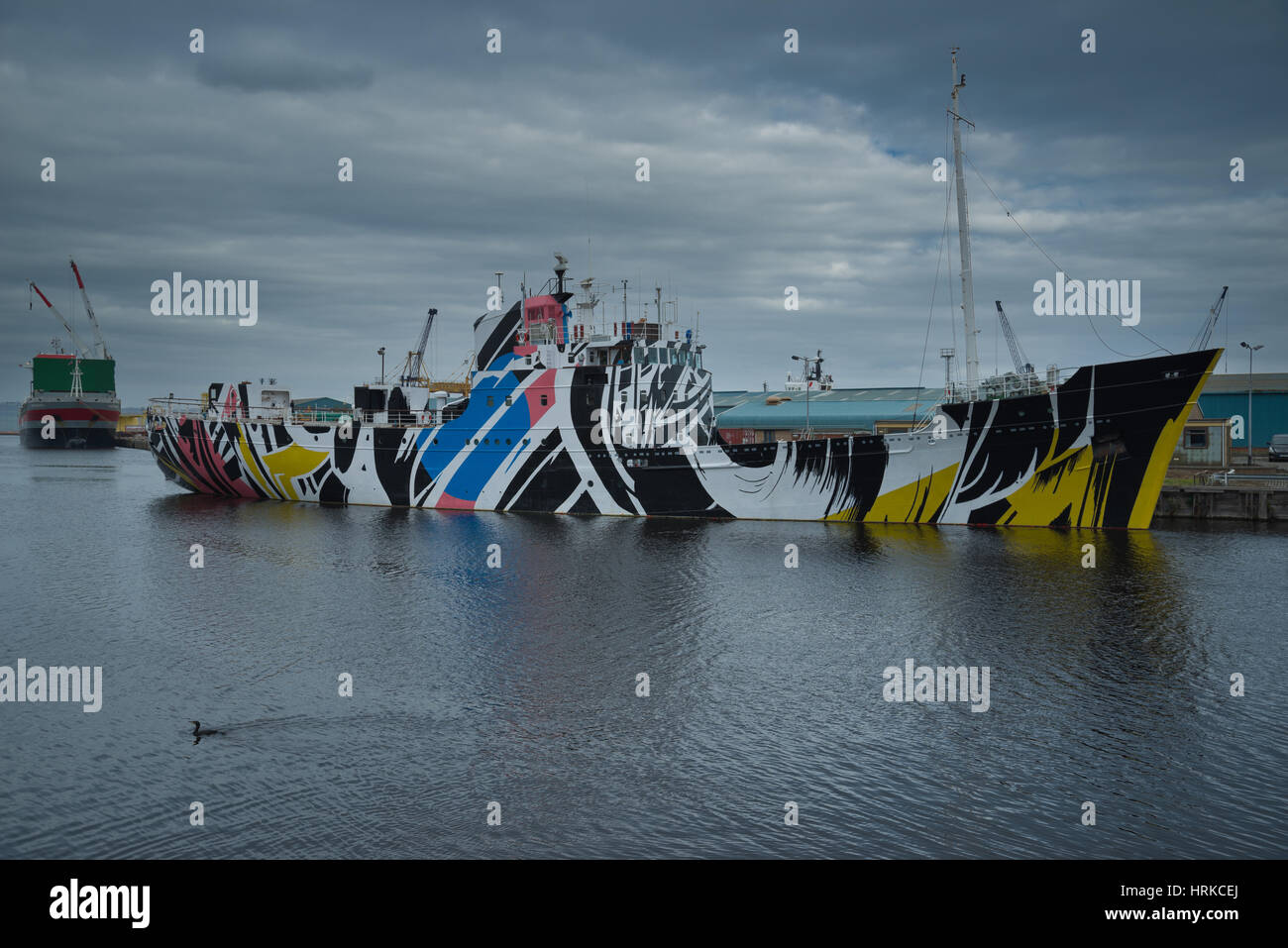 MV Fingal painted by CIARA PHILLIPS for the Dazzle Ship project Stock ...
