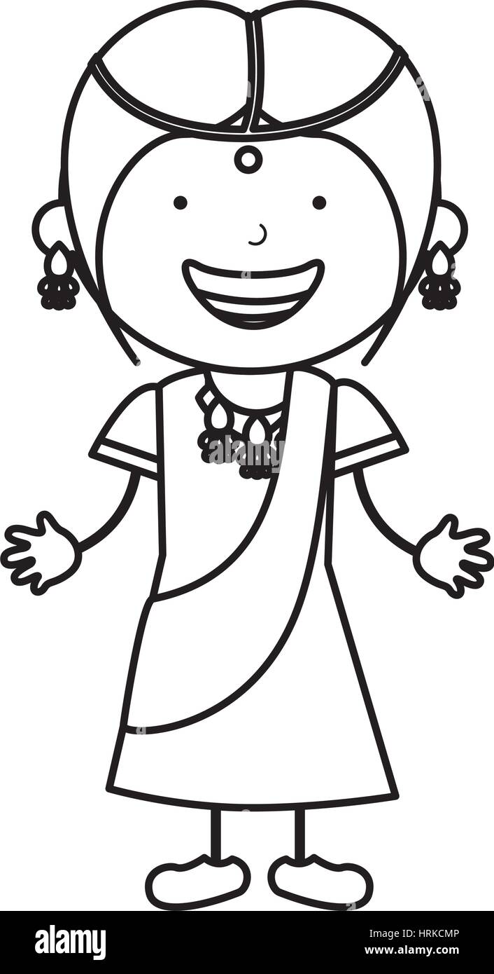 hindu little girl character Stock Vector Image & Art - Alamy