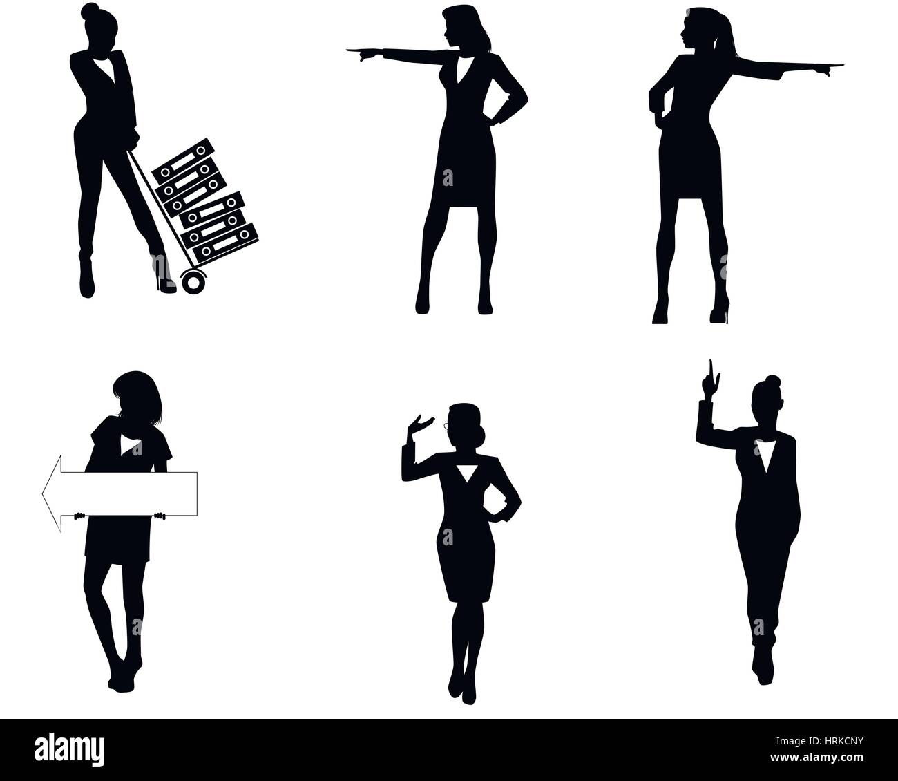 Vector illustration of a six businesswoman silhouettes Stock Vector ...