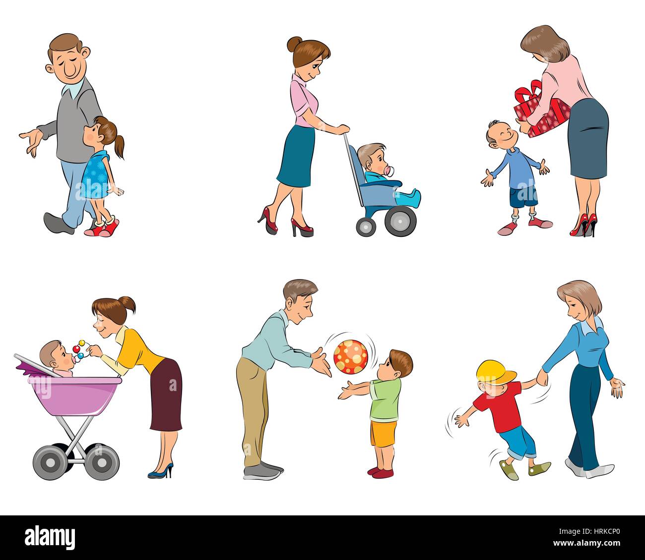 Vector illustration of a parents with children Stock Vector Image & Art ...