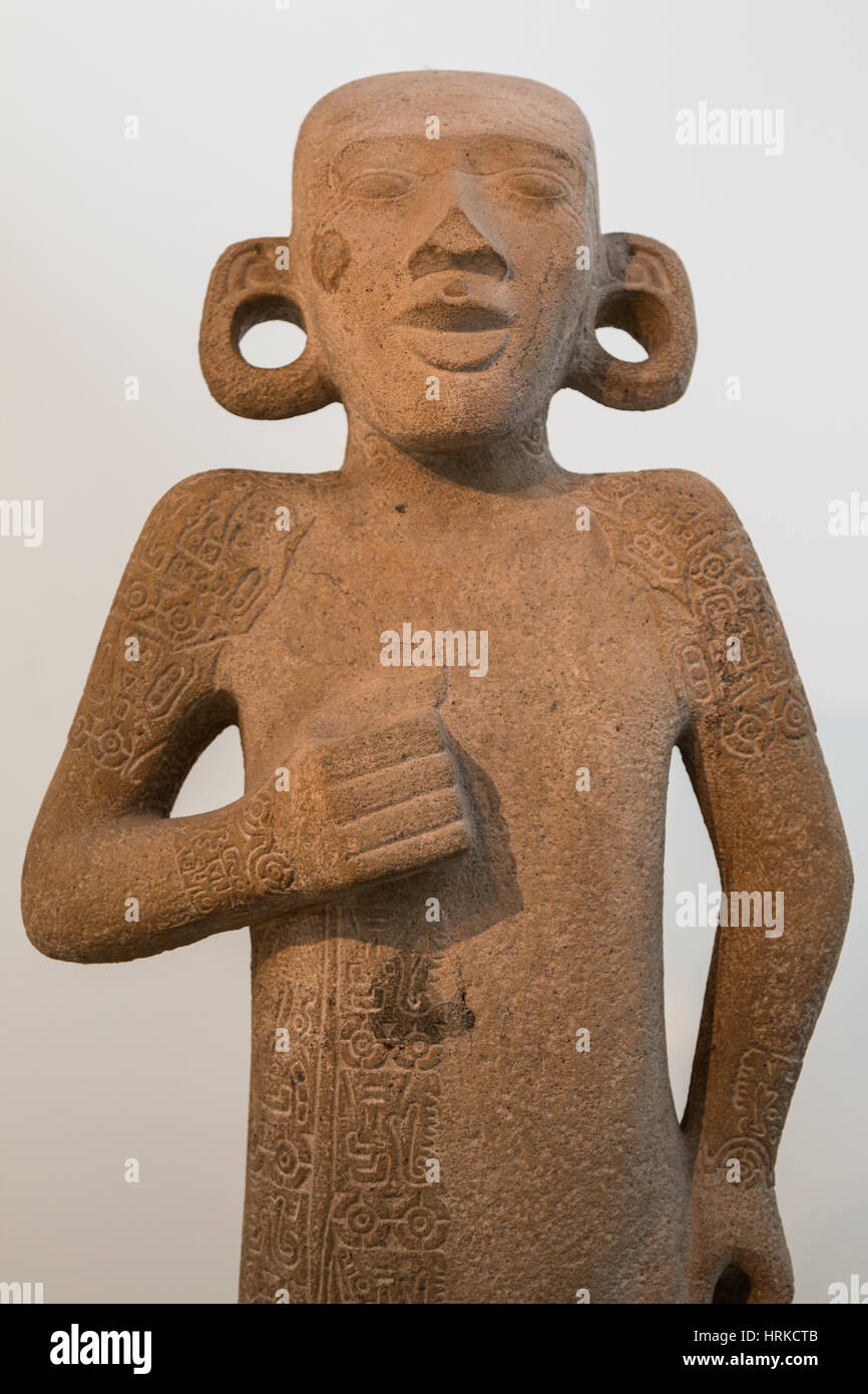 Maya Stone Statue from Mexico with Hole in Ear Stock Photo - Alamy