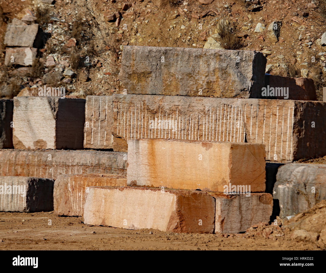 huge marble quarry with many big blocks of marble extracted from the ...