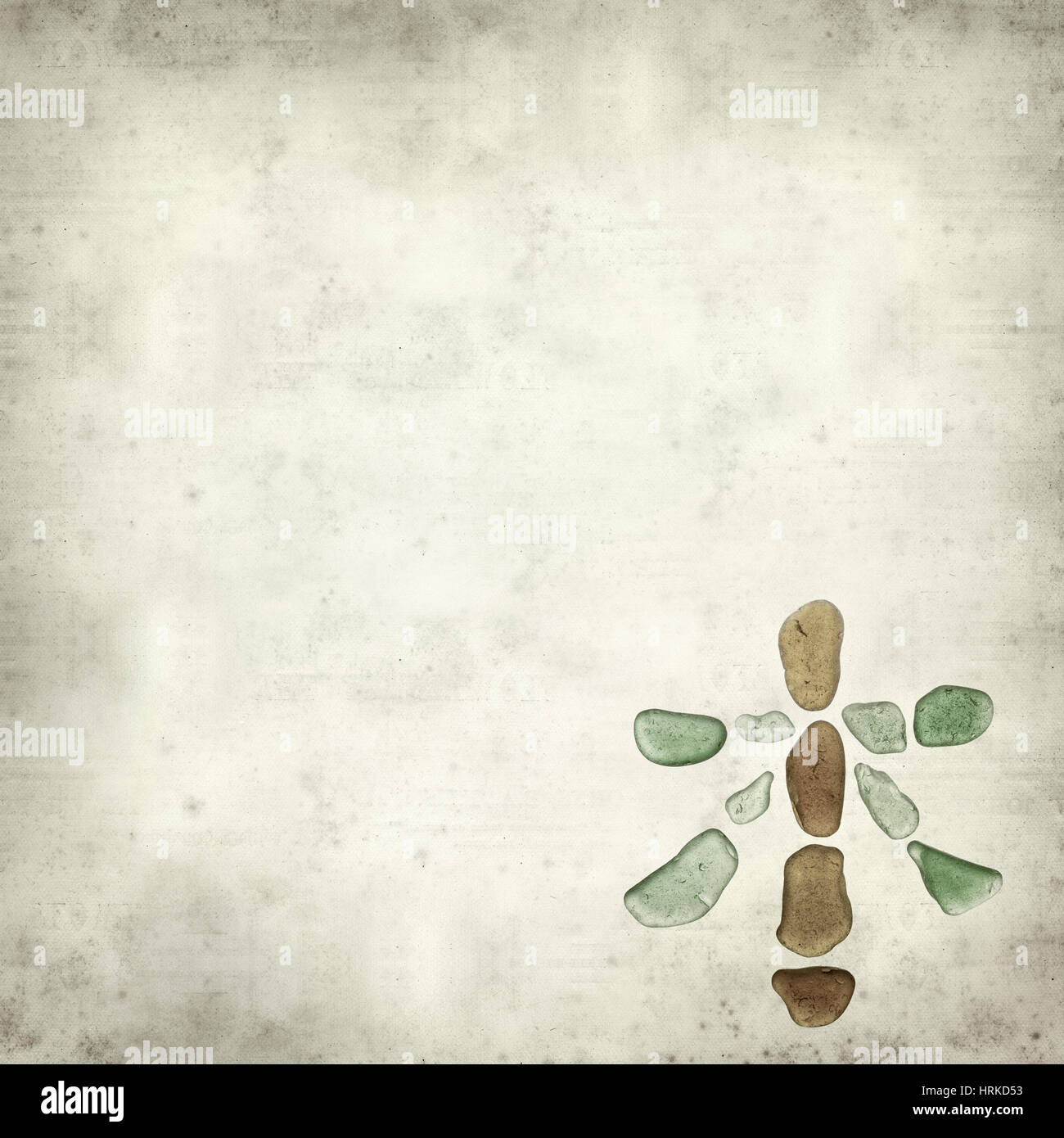 textured old paper background with chinese characters made of seaglass ...