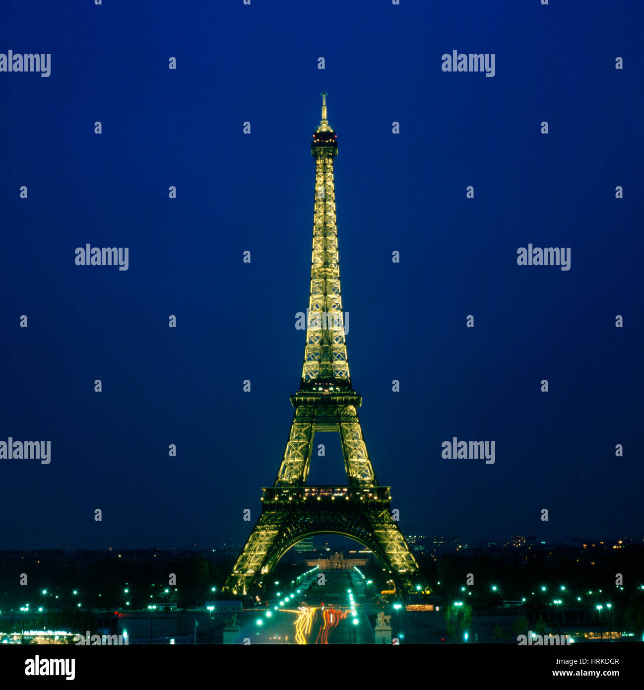 Eiffel Tower in Paris illuminated at night, France Stock Photo - Alamy