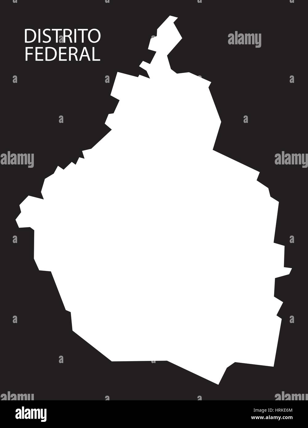 Distrito Federal Mexico Map black inverted silhouette Stock Vector ...