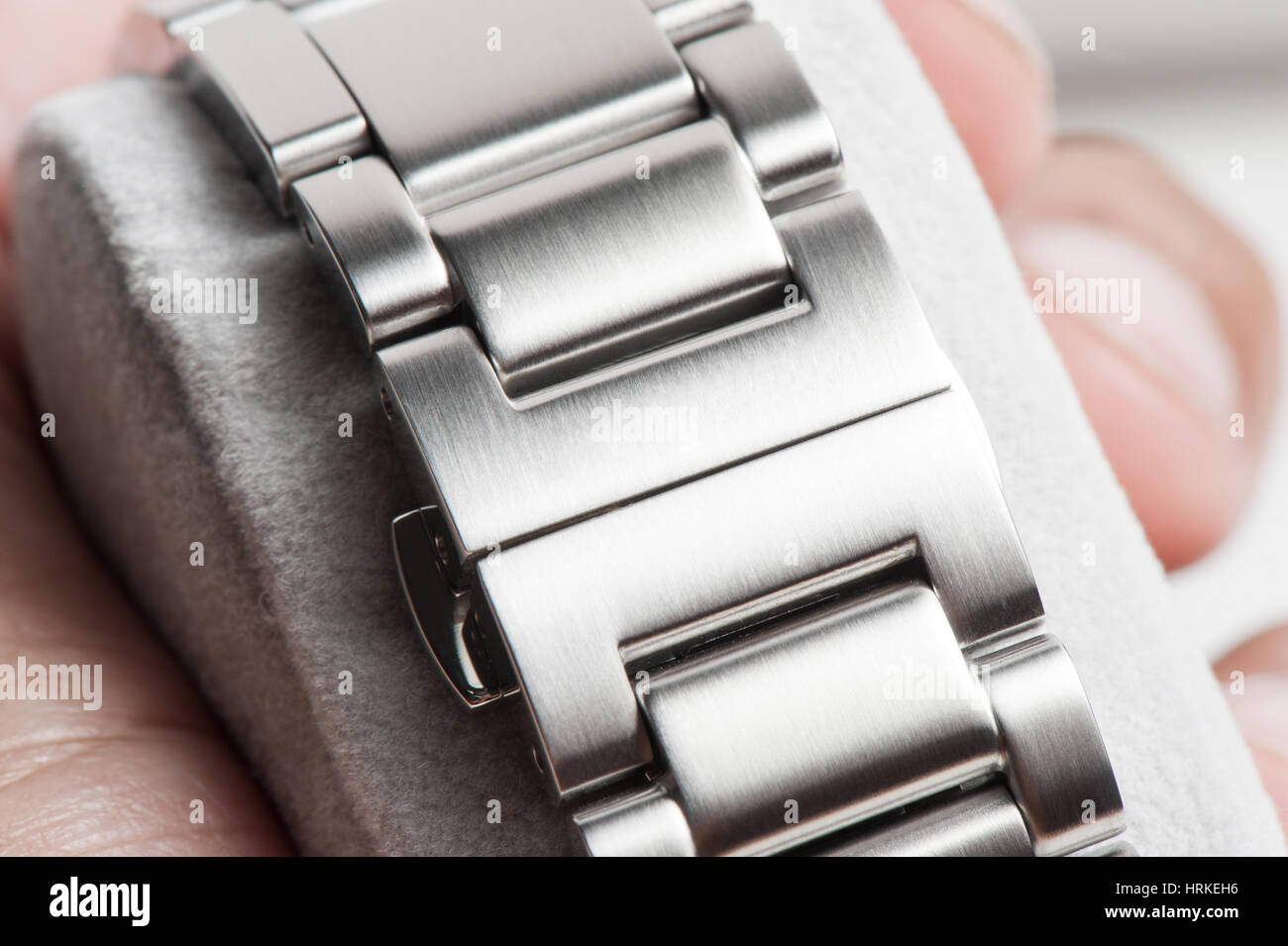 closeup silver metal wrist of men watch Stock Photo - Alamy