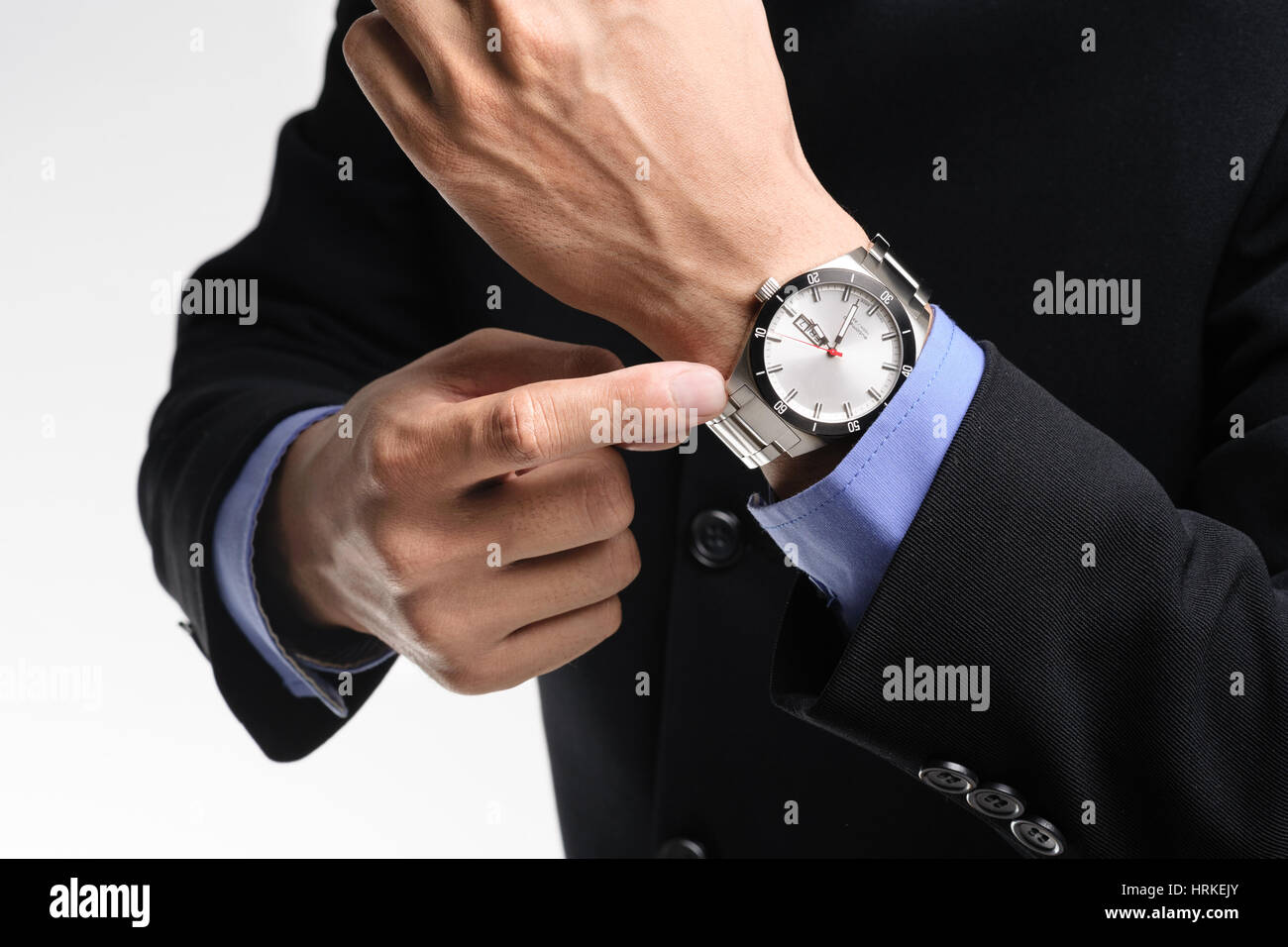 businessman pointing angrily to his watch, luxury men wristwatch Stock ...