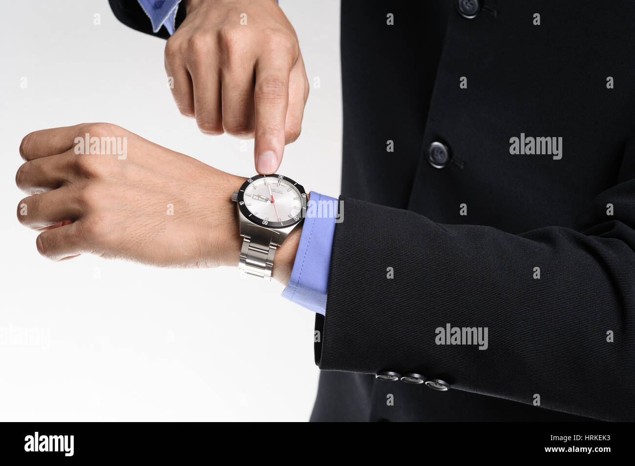 businessman pointing angrily to his watch, luxury men wristwatch Stock ...