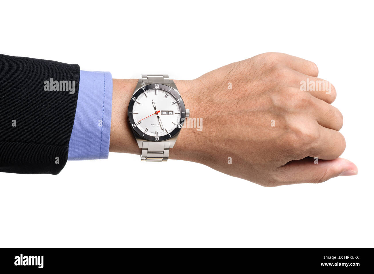 luxury watch on men's wrist over white background Stock Photo - Alamy