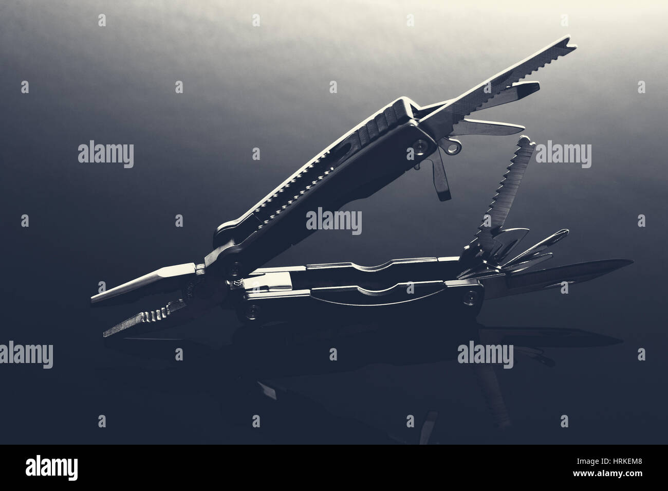 closeup stainless steel multifunction knife, multifunction tool Stock ...