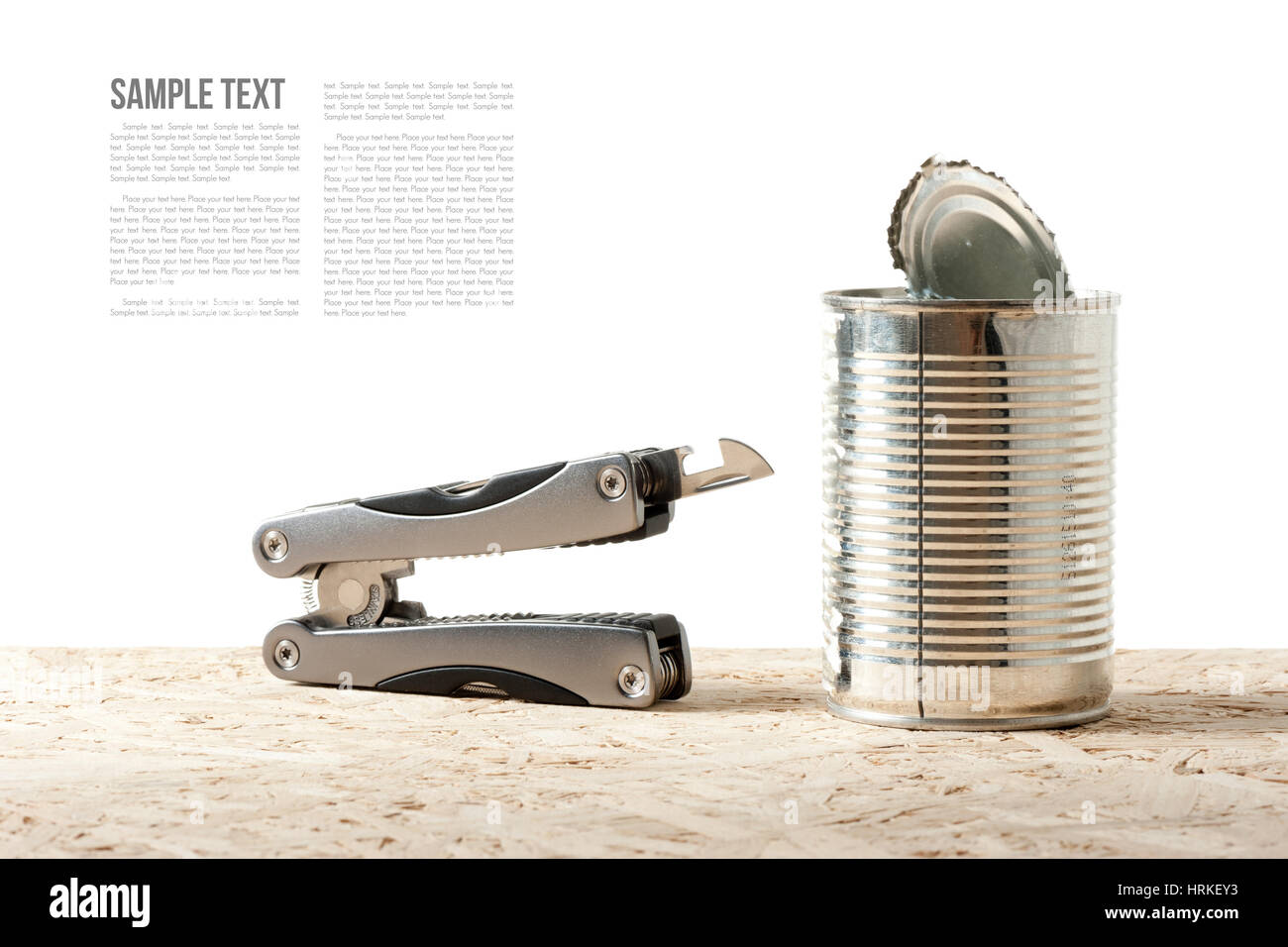 closeup opened tin on wooden desk, isolate object Stock Photo - Alamy