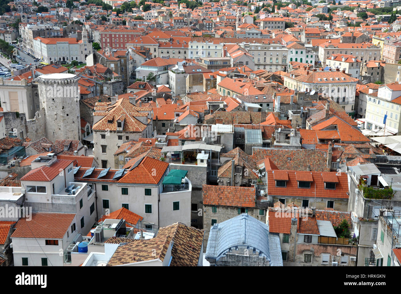 SPLIT, CROATIA - AUGUST 26, 2014: The medieval city of Split is visited ...