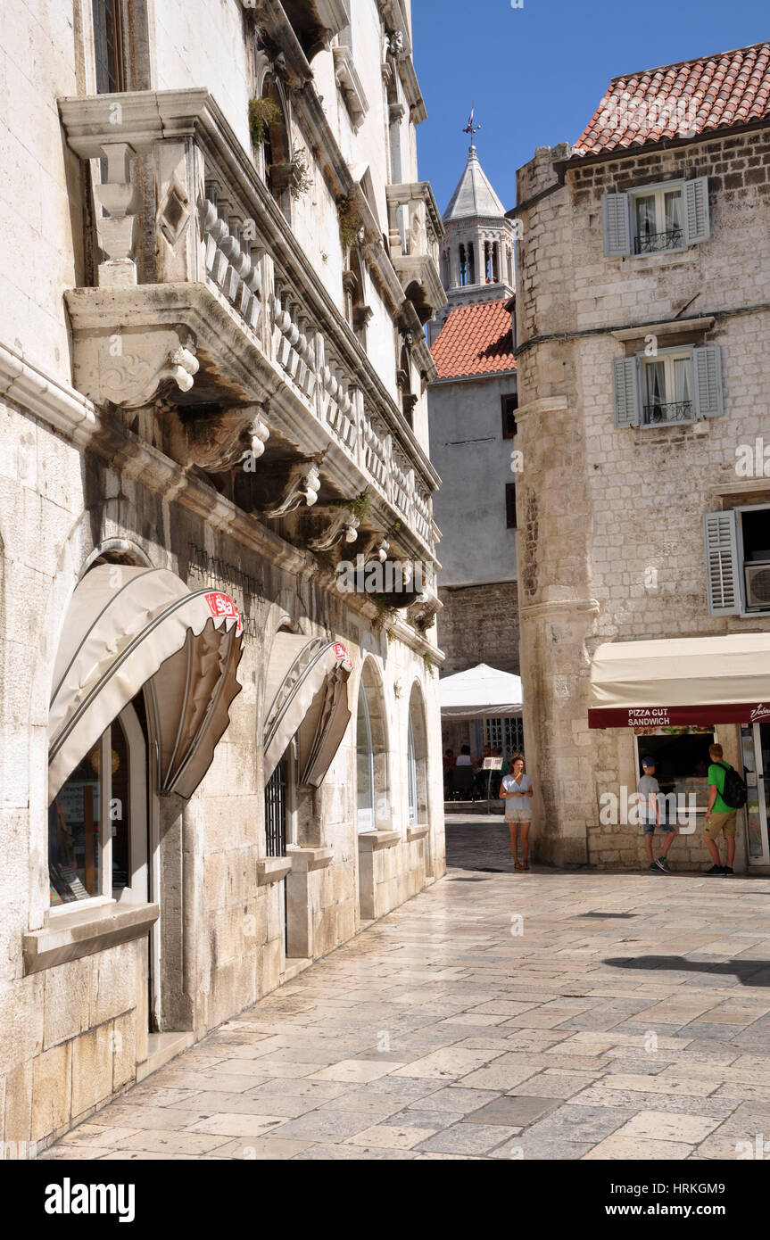 SPLIT, CROATIA - AUGUST 26, 2014: The medieval city of Split is visited ...