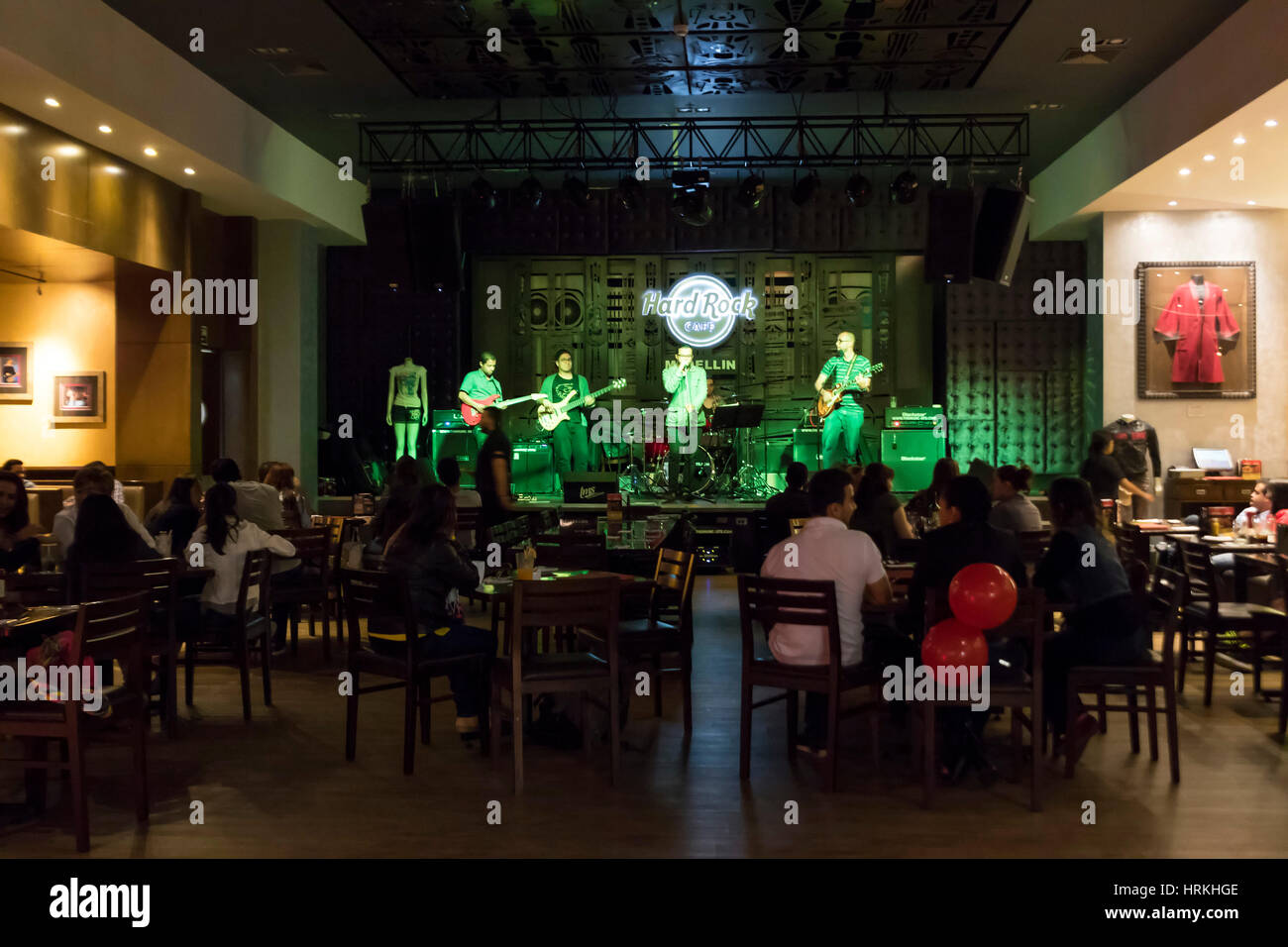 Live music. Rock band in the Hard Rock Cafe. Medellin, Colombia Stock ...