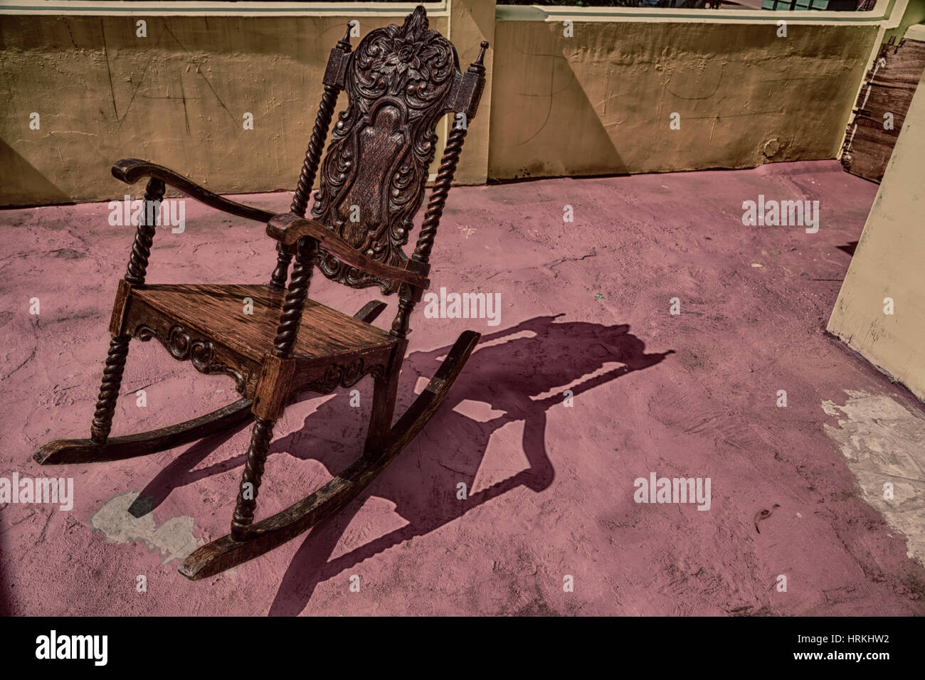 in philippines old dirty terrace whith rocking chair empty Stock Photo ...