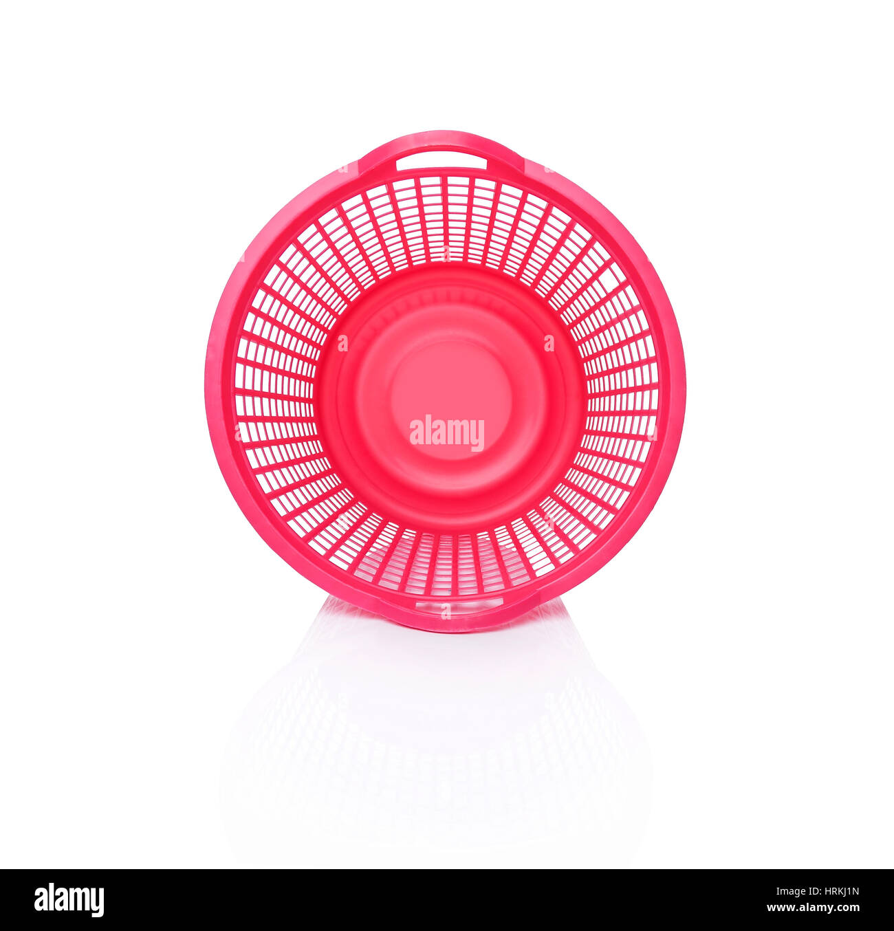 Plastic laundry basket. A look inside. Isolated on white background ...