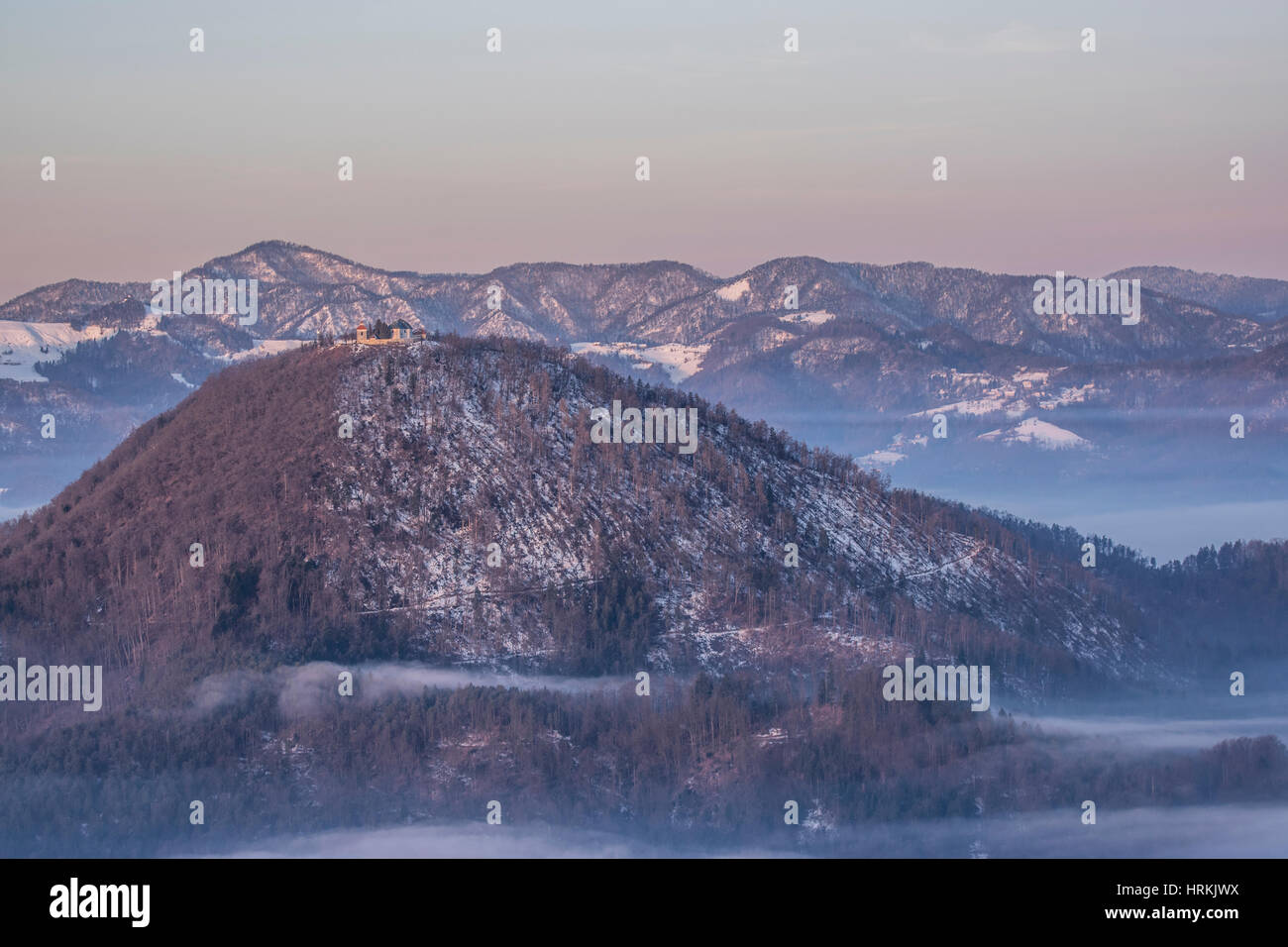 Cold winter morning in the mountains Stock Photo - Alamy