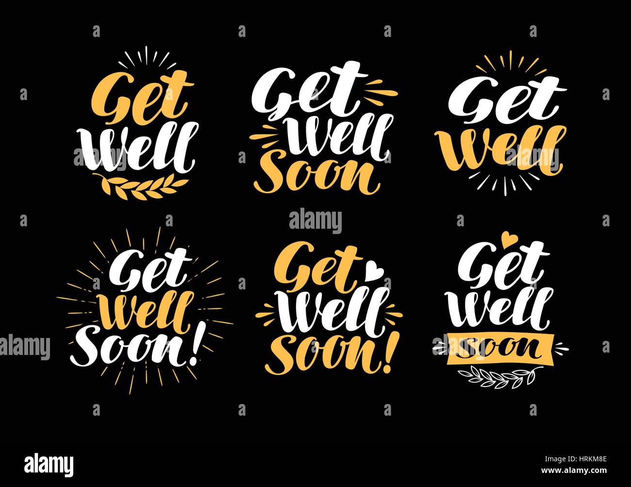 Get Well Soon, greeting card. Handwritten lettering, calligraphy ...
