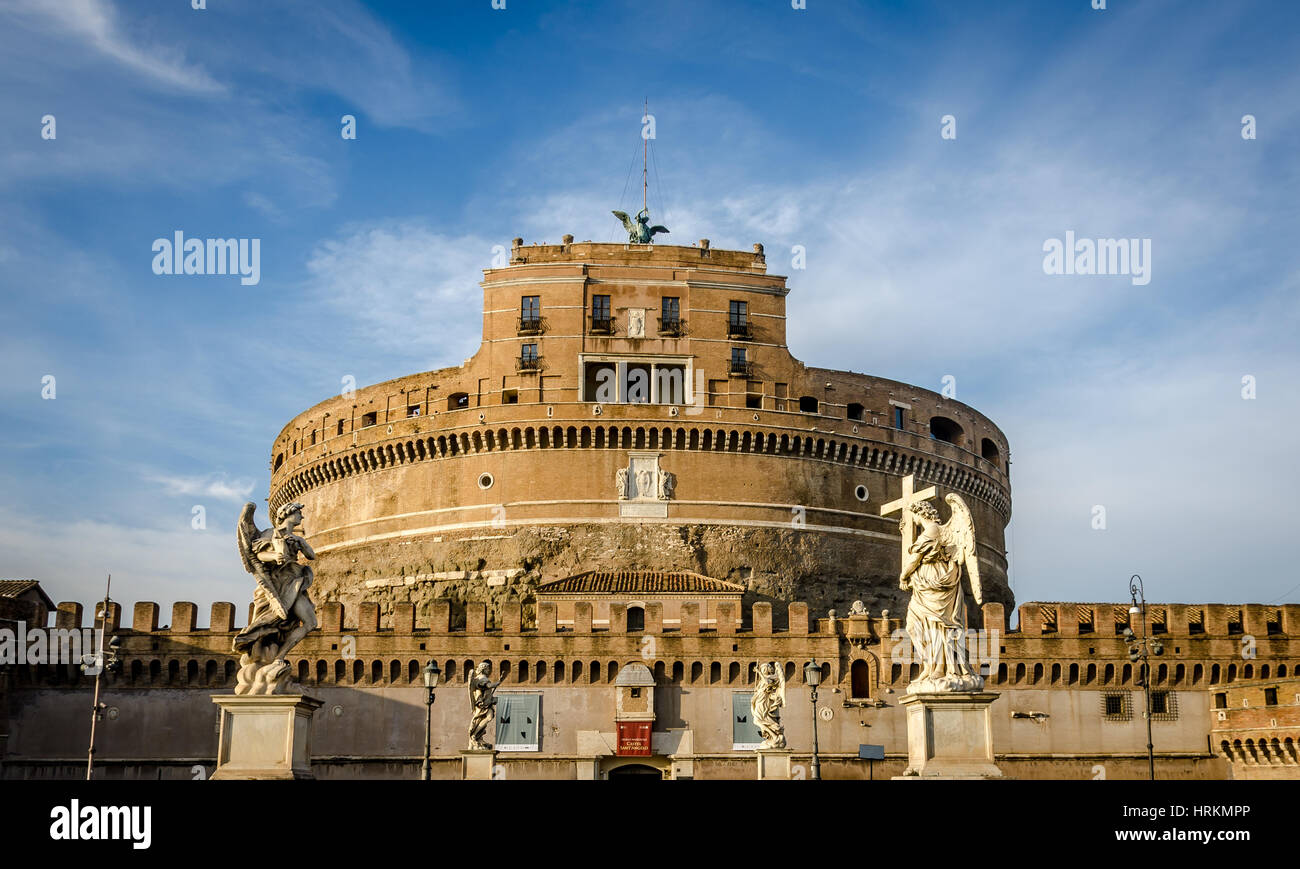 Bridge of Angles and Castle Angelo in Rome Stock Photo - Alamy