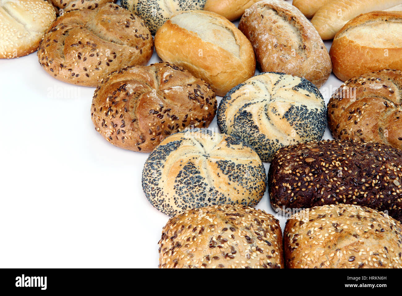 different kinds of buns on a white background Stock Photo - Alamy