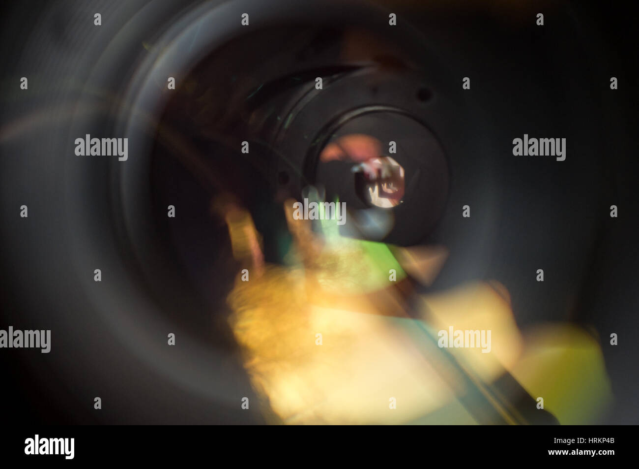 Closeup macro diaphragm of camera lens showing aperture blades Stock ...