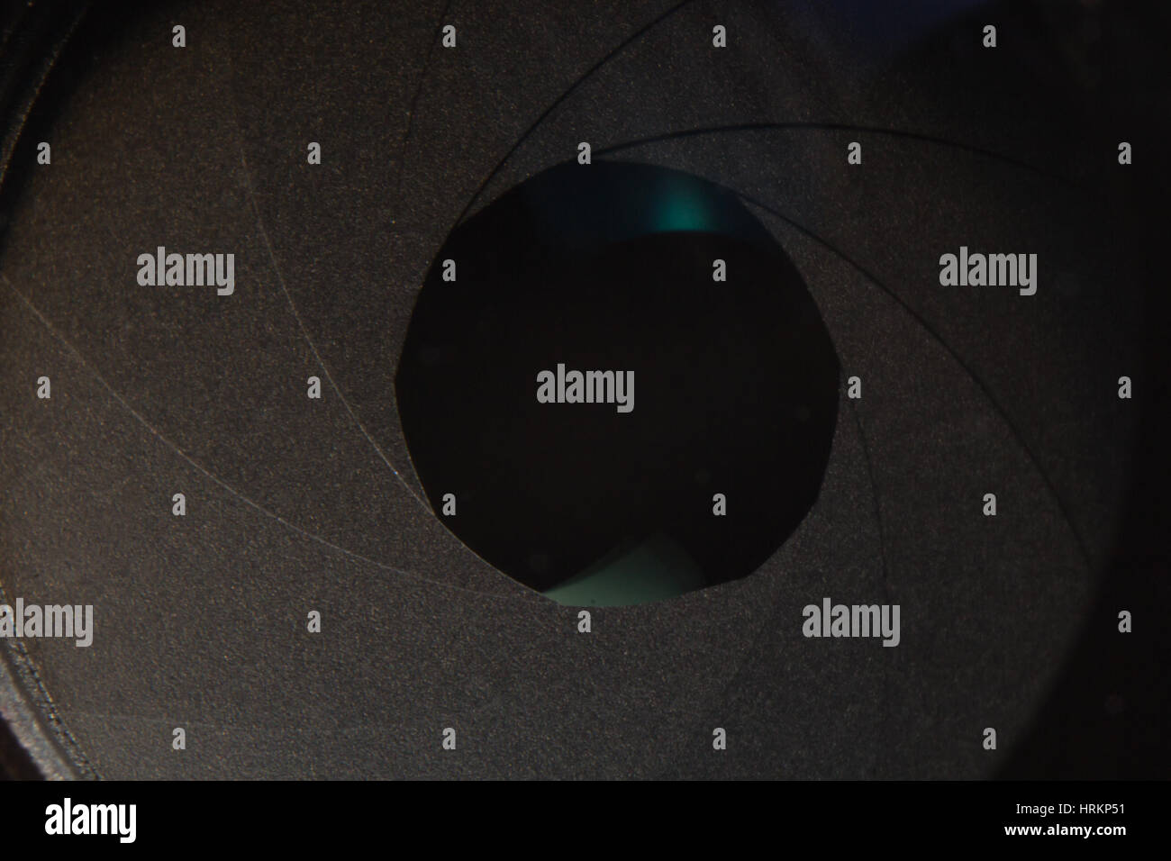 Closeup macro diaphragm of camera lens showing aperture blades Stock ...