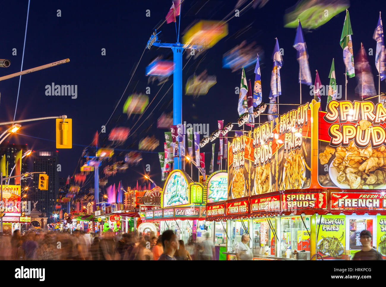 Rides and food stands at the annual Toronto CNE (Canadian National ...