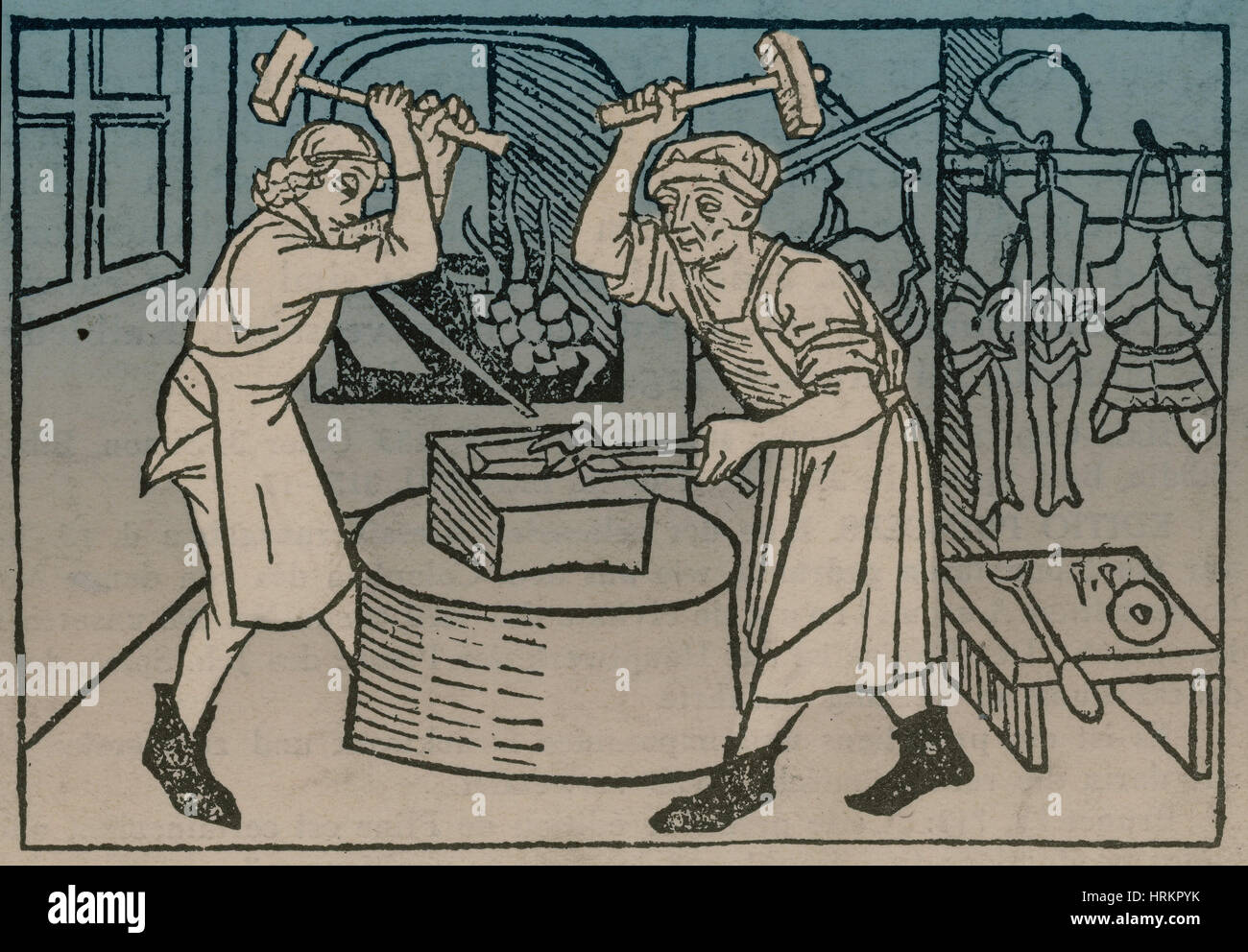 Blacksmiths, Medieval Tradesmen Stock Photo - Alamy