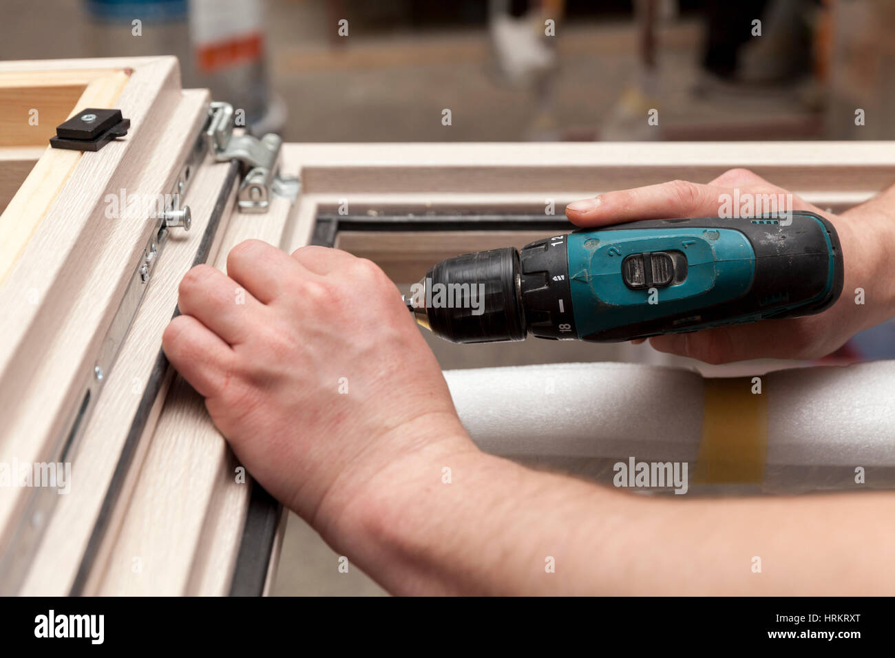 wooden window in carpenter workshop Stock Photo - Alamy