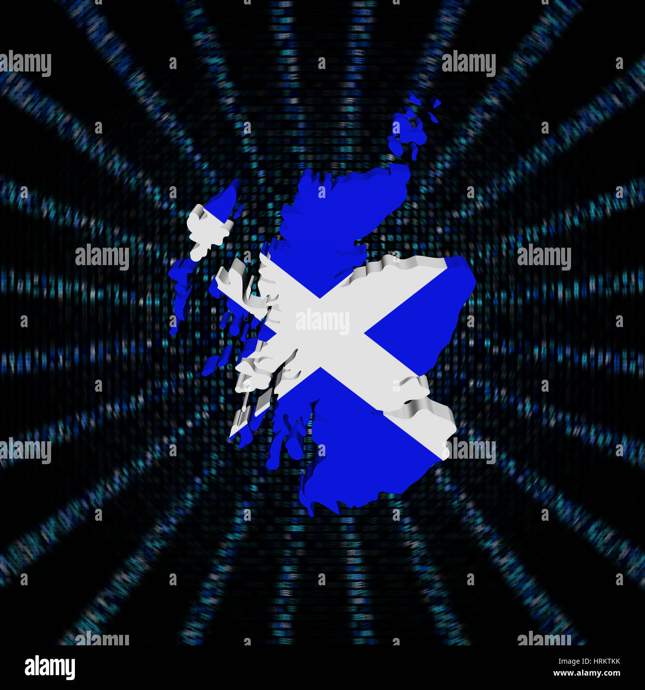 Scotland map flag on blue hex code burst illustration Stock Photo - Alamy
