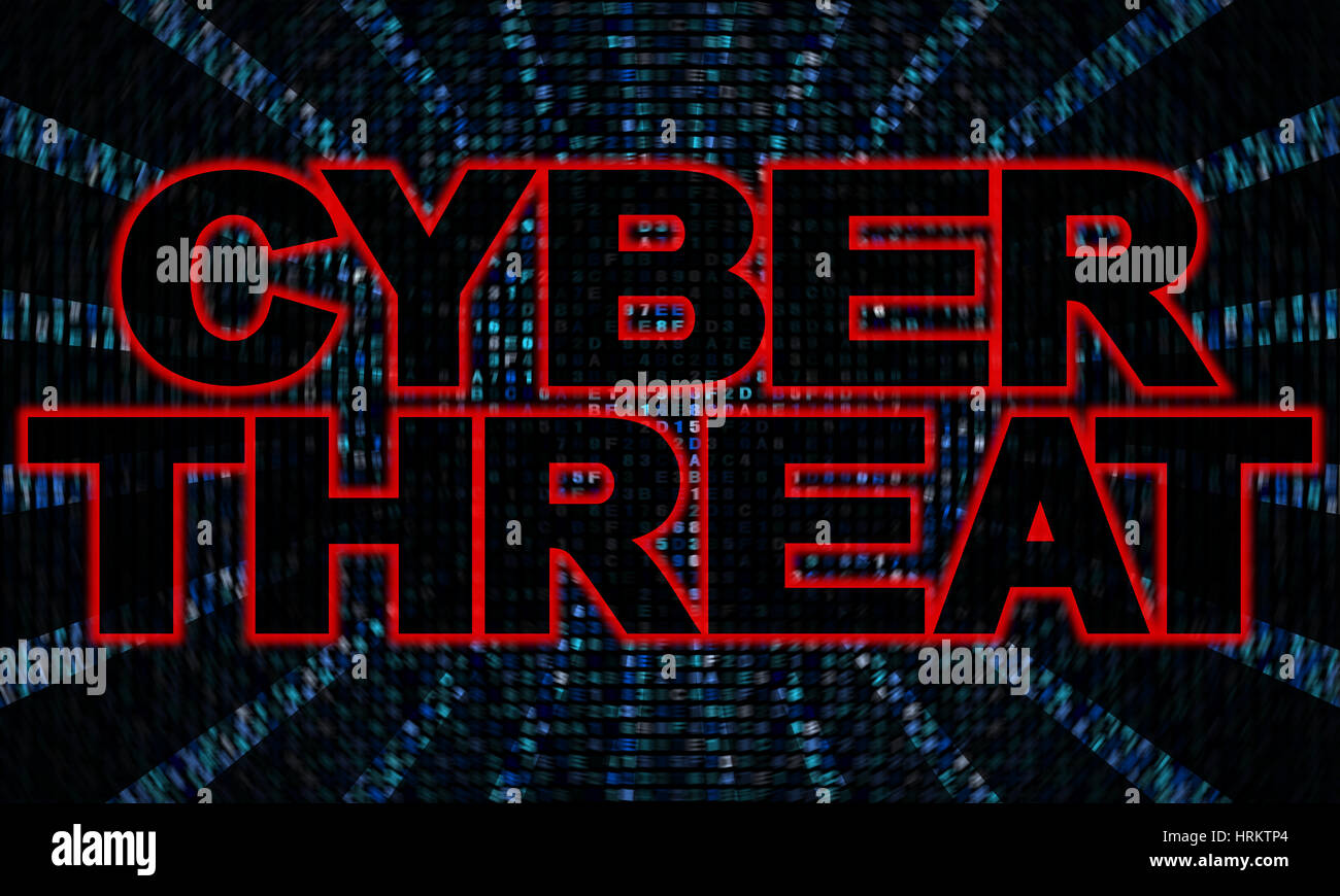 Cyber threat text on hex code illustration Stock Photo - Alamy
