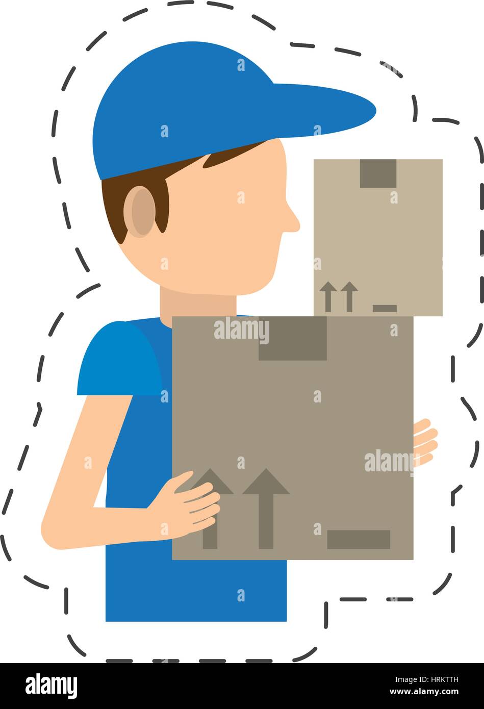 cartoon man delivery boxes work Stock Vector Image & Art - Alamy