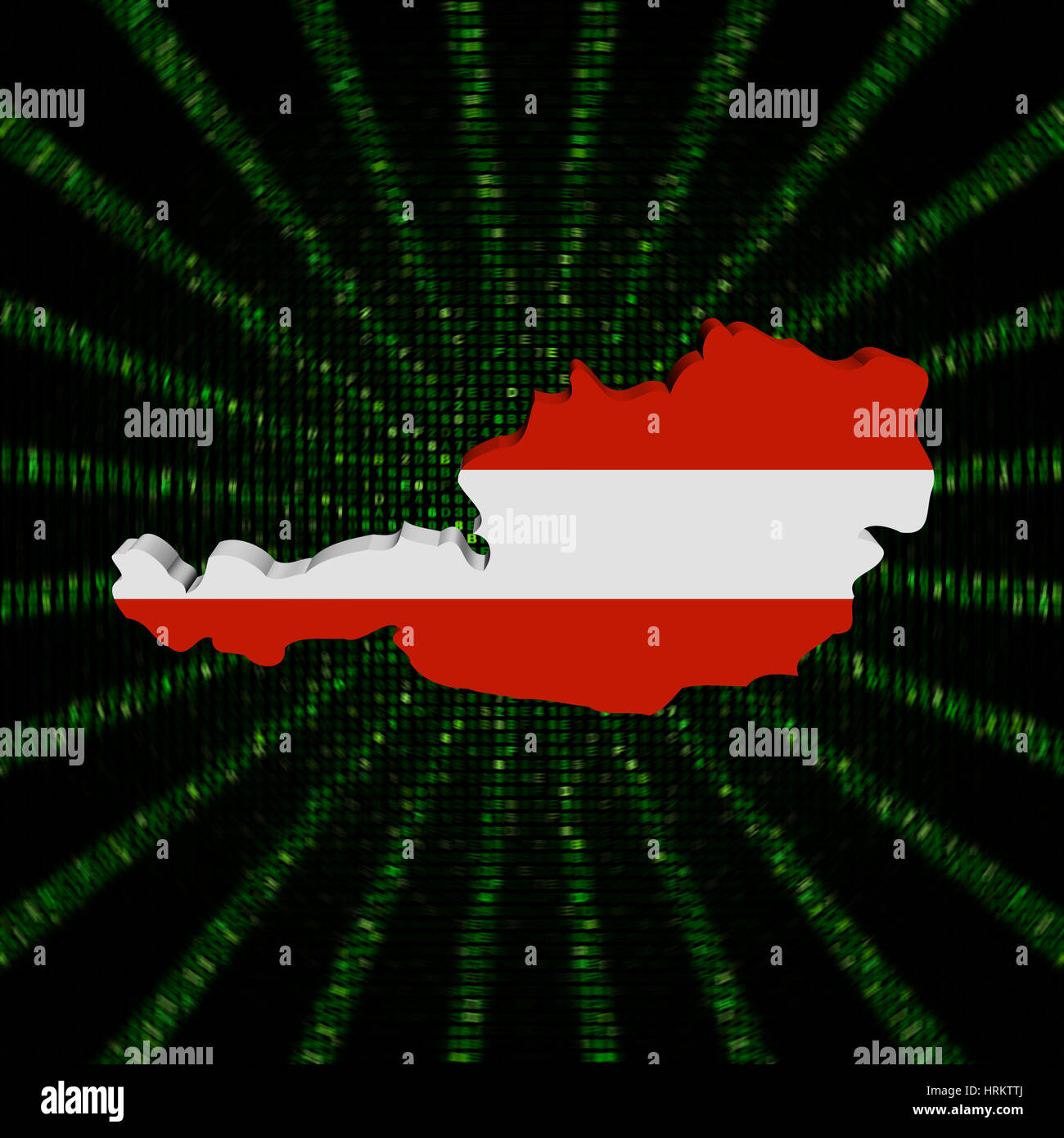 Austria map flag on green hex code burst illustration Stock Photo - Alamy