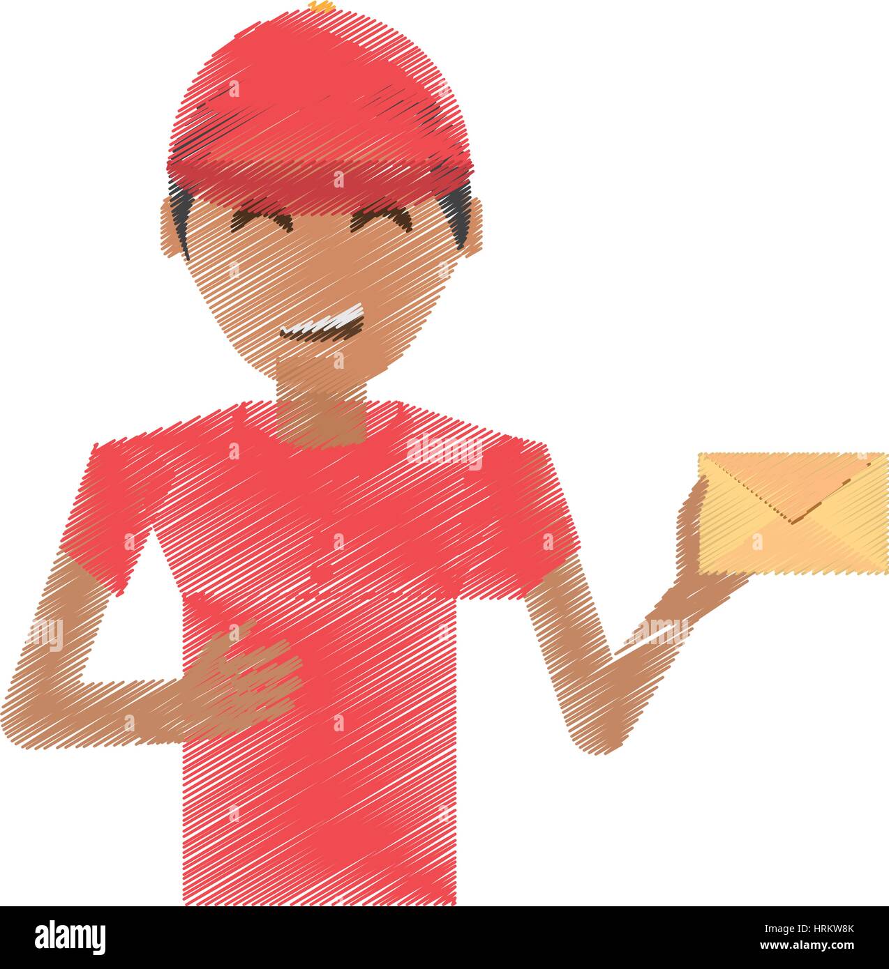 drawing delivery man package service Stock Vector Image & Art - Alamy
