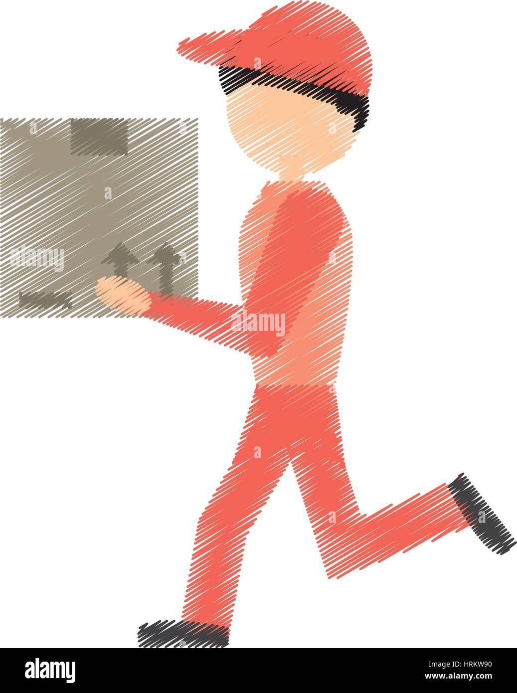 drawing delivery man handing box Stock Vector Image & Art - Alamy