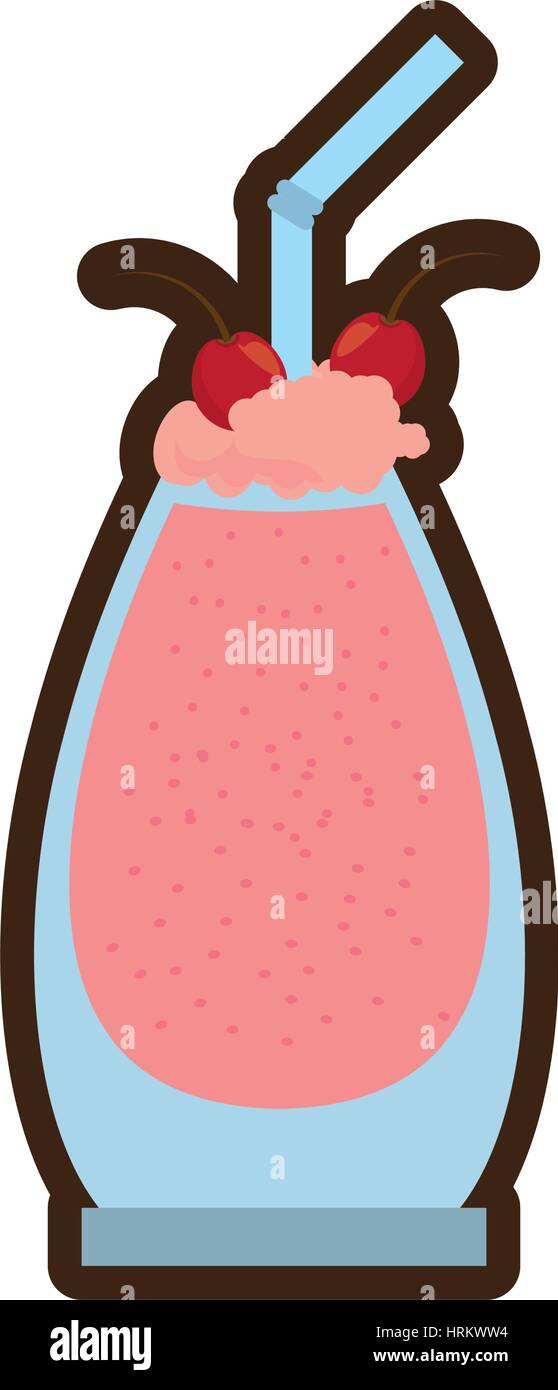 cartoon glass cup milk shake cherry Stock Vector Image & Art - Alamy