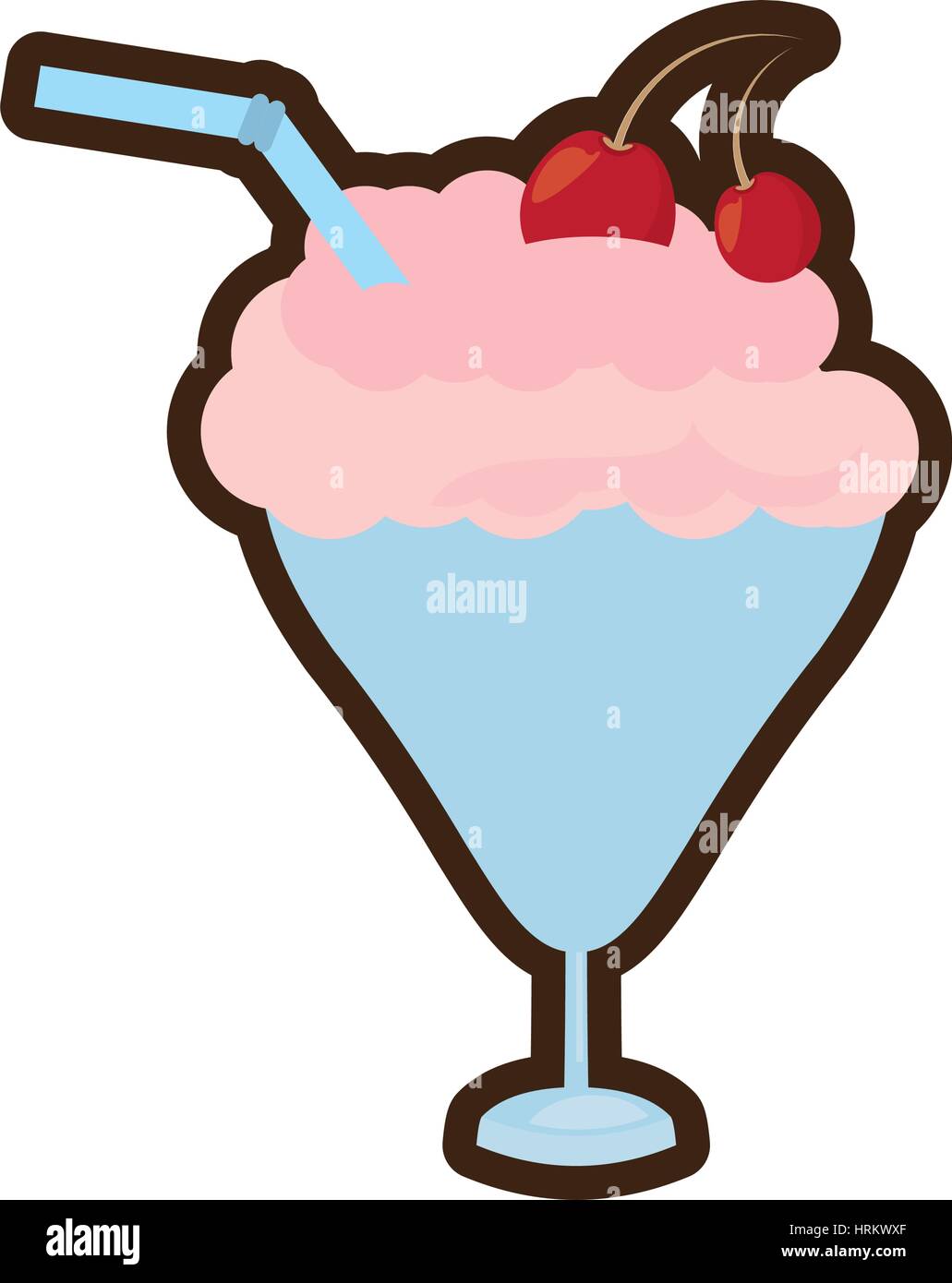 cartoon glass cup ice cream cherry Stock Vector Image & Art - Alamy