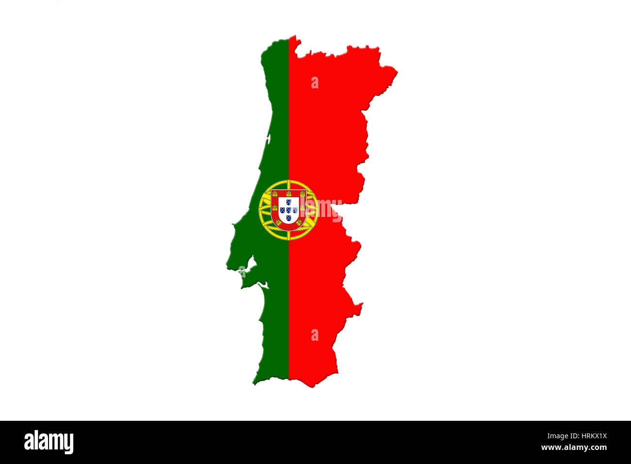 Portugal National Flag With Map Of Portugal Isolated On White ...