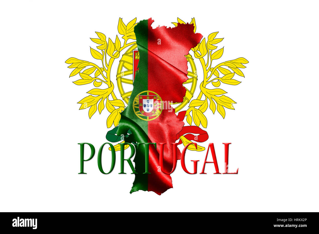 Portugal National Flag With Map Of Portugal And Name Of The Country ...