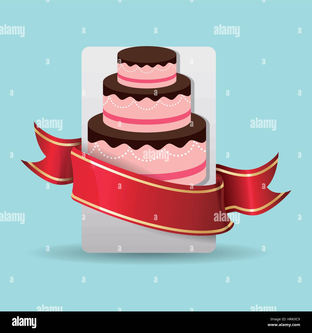 birthday cake wrapped red ribbon Stock Vector Image & Art - Alamy