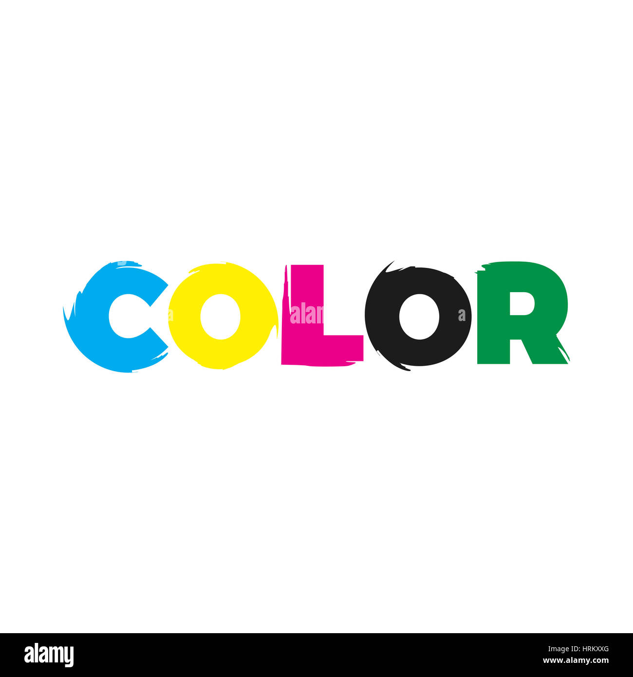 Typographic illustration for word color blended with paint that can be ...