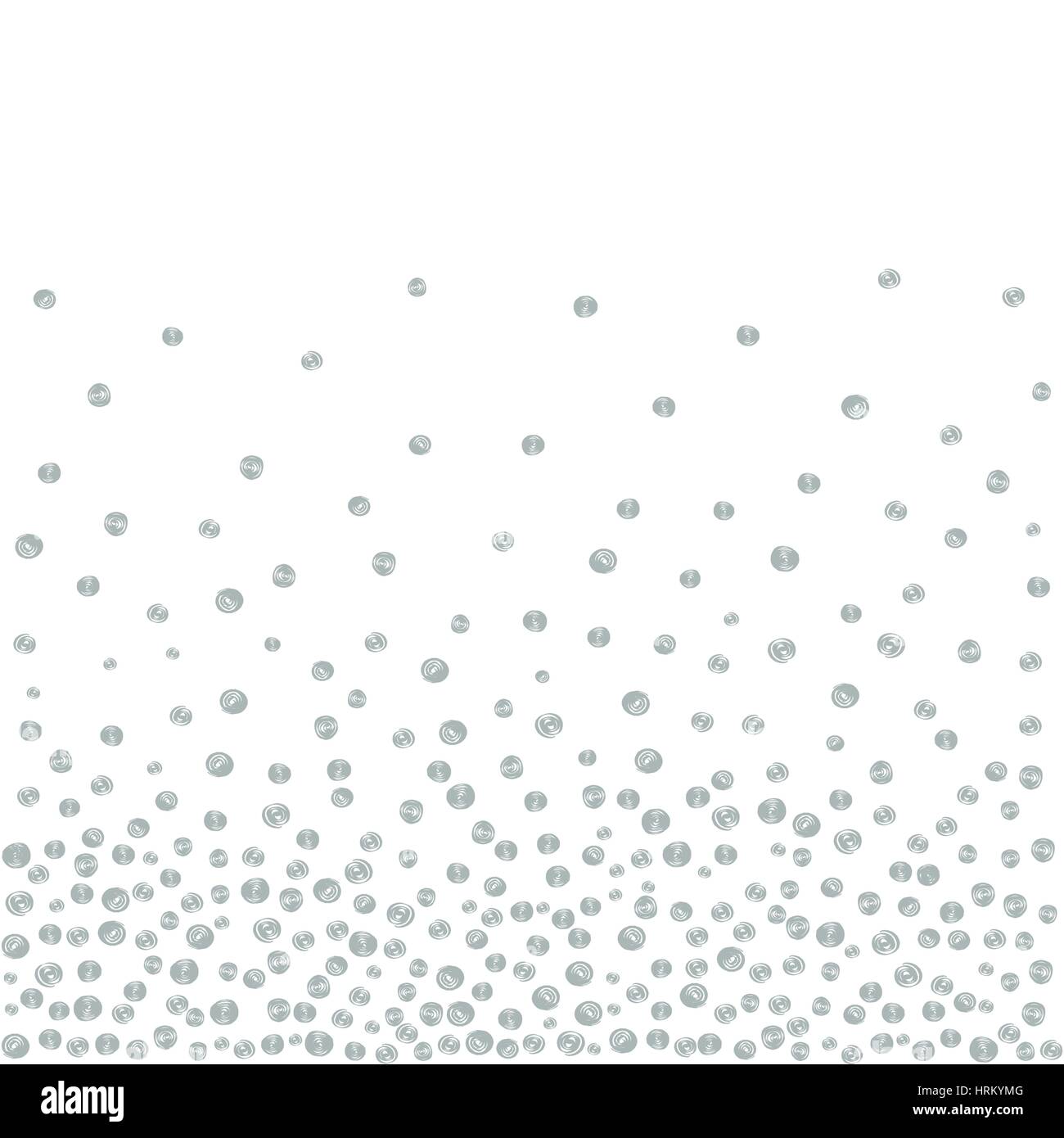 Abstract background of random falling silver dots on white. Hand drawn ...